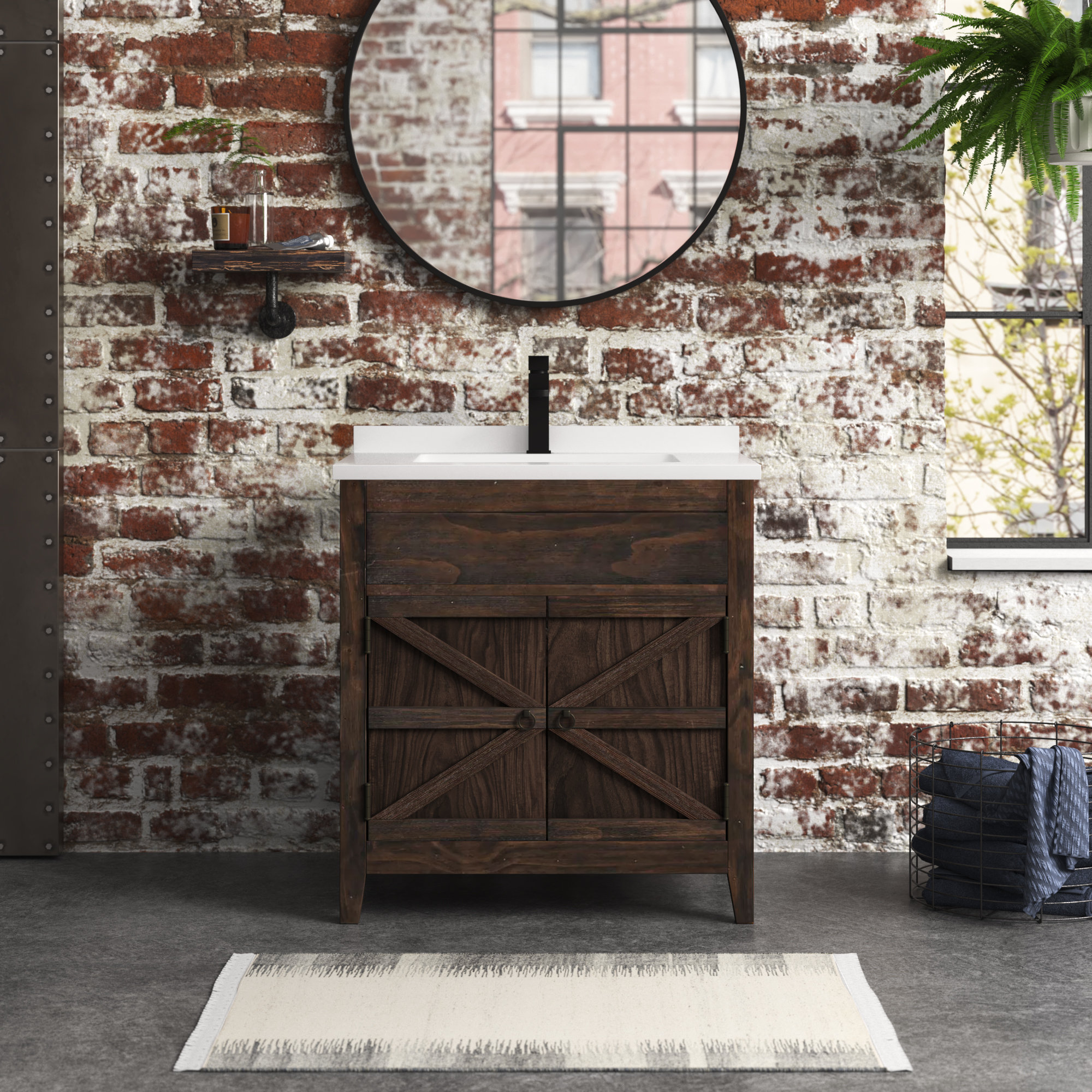 Steelside™ Solomon 29.9'' Single Bathroom Vanity with Acrylic Vanity ...
