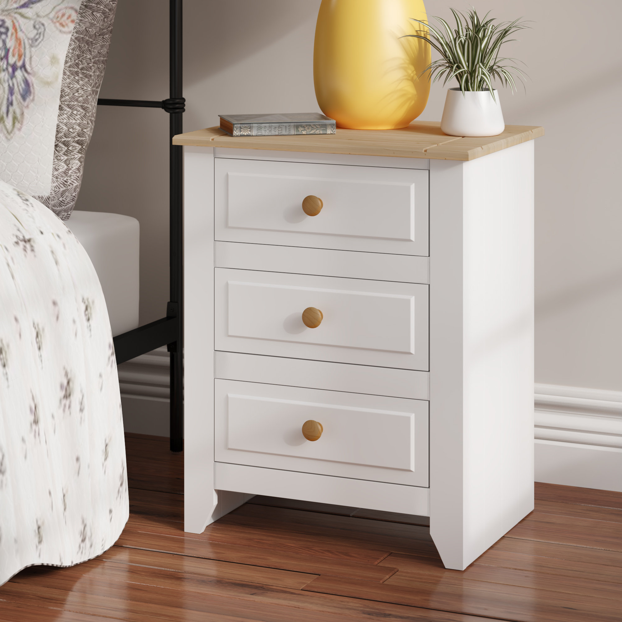 August Grove Katalina Solid + Manufactured Wood Bedside Table & Reviews ...