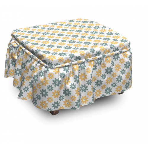 East Urban Home Box Cushion Ottoman Slipcover | Wayfair