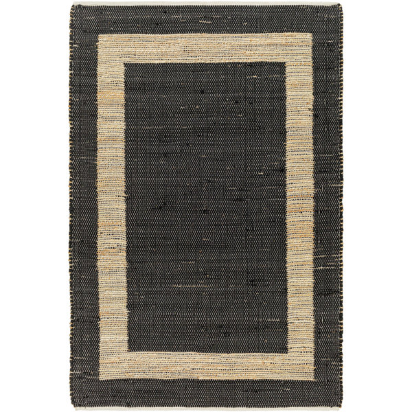 Gracie Oaks Tarance Handmade Flatweave Recycled P.E.T. Black/Tan Rug ...