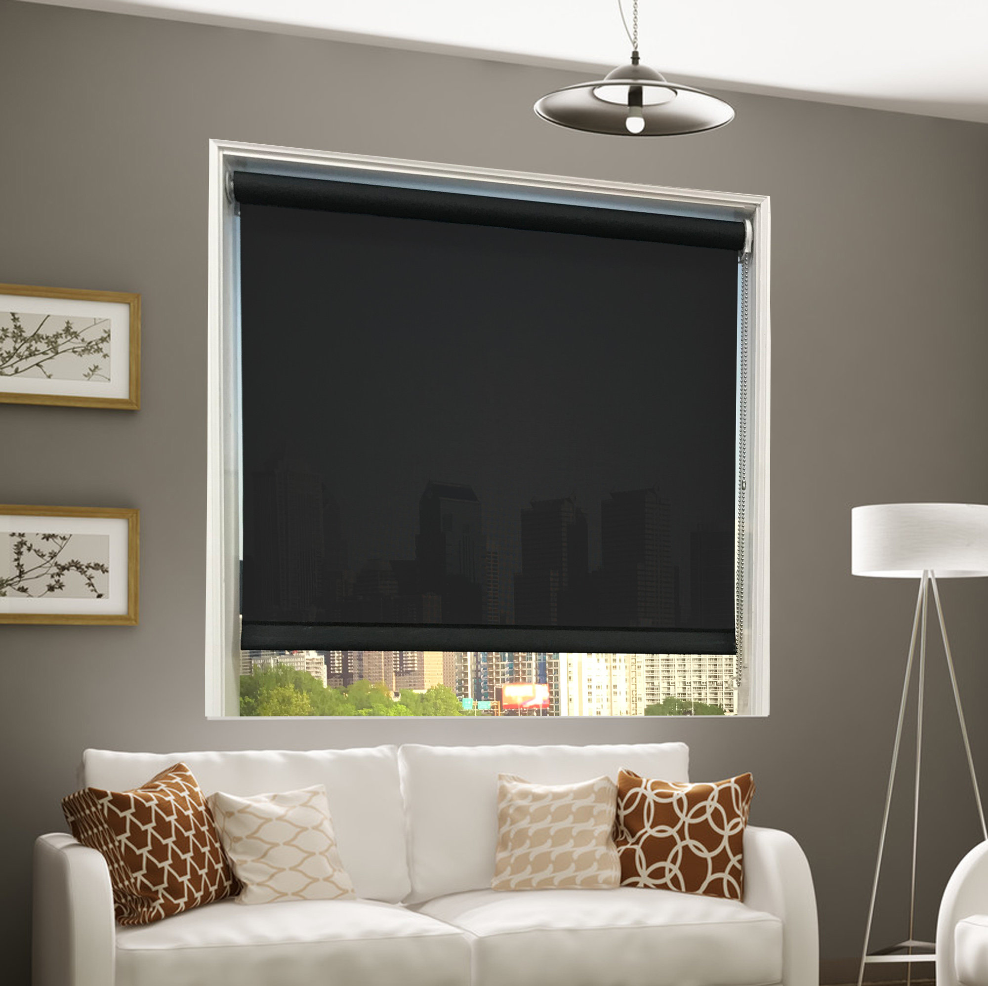 Symple Stuff Room Darkening Charcoal Roller Shade | Wayfair