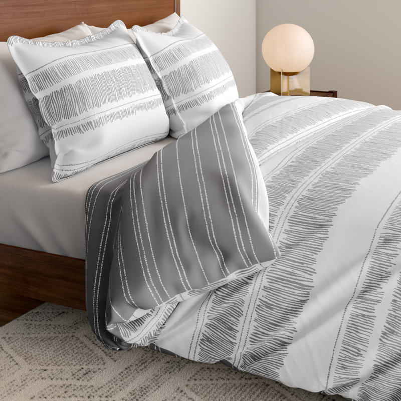City Scene Ziggy Gray/White Standard Cotton 150 TC Reversible Modern ...