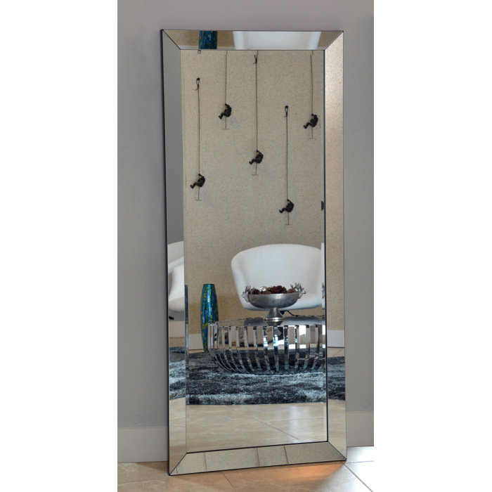 Mercer41 Laux Mirrored Bevel Frame Full Length Beveled Mirror Rectangle ...