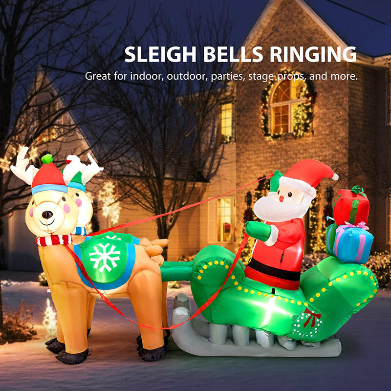 The Holiday Aisle® Emila Christmas Inflatable Santa on Sleigh with ...