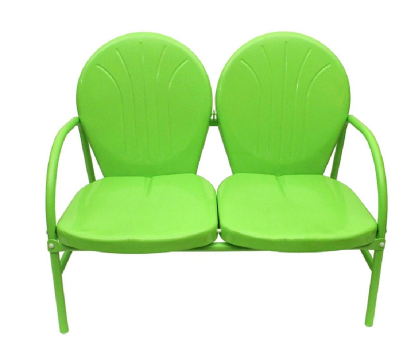 Latitude Run® 47" Lime Green Retro Metal Tulip Outdoor Double Glider ...