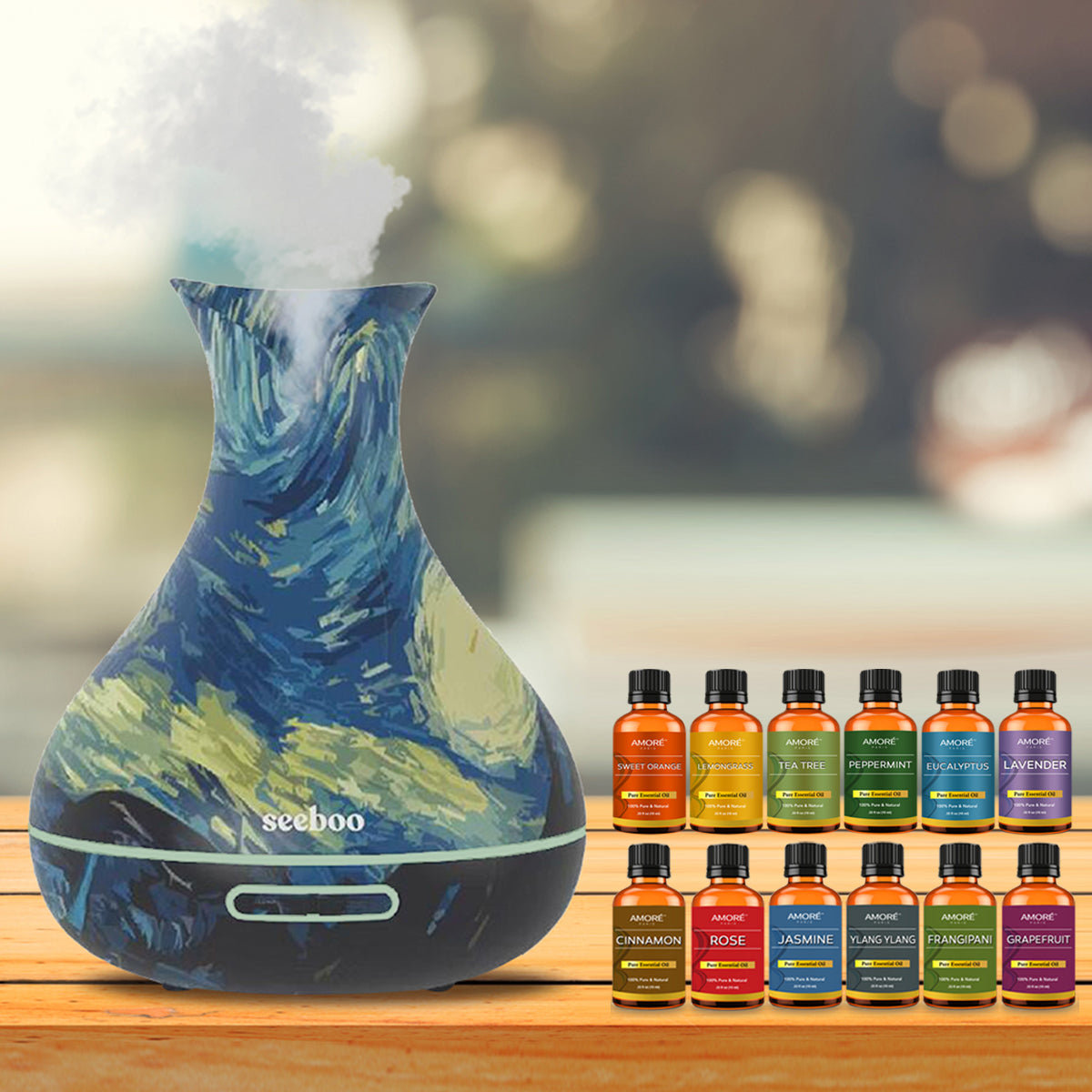 Amore Paris Starry Night Ultrasonic Aromatherapy Diffuser with ...