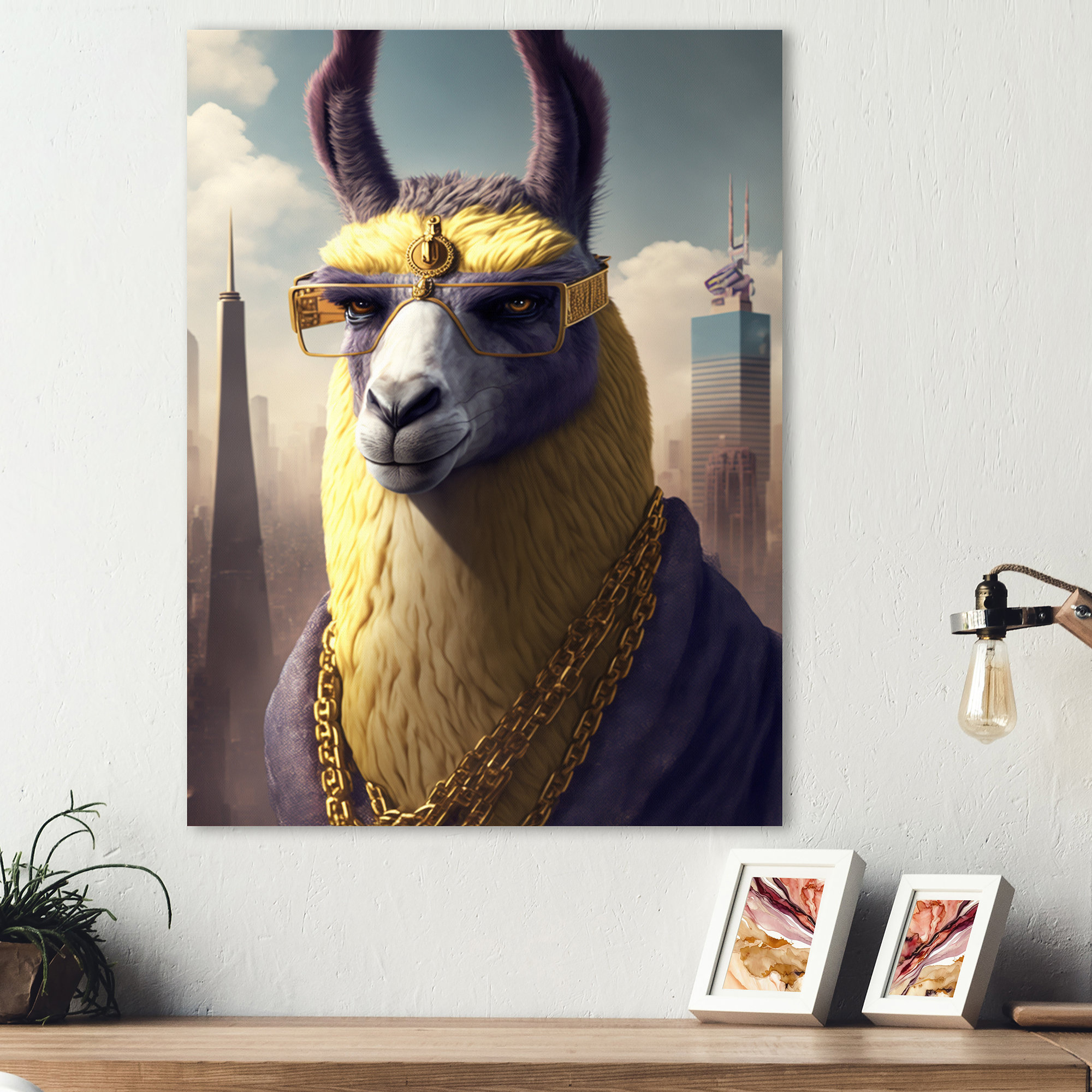 Trinx Leandro Llama Gangster In NYC - Animals Metal Wall Décor | Wayfair