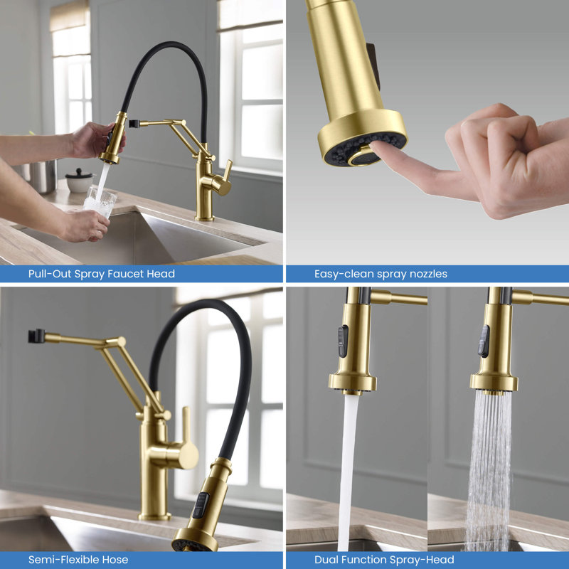 KIBI USA KIBI Pull Down Kitchen Faucet & Reviews | Wayfair