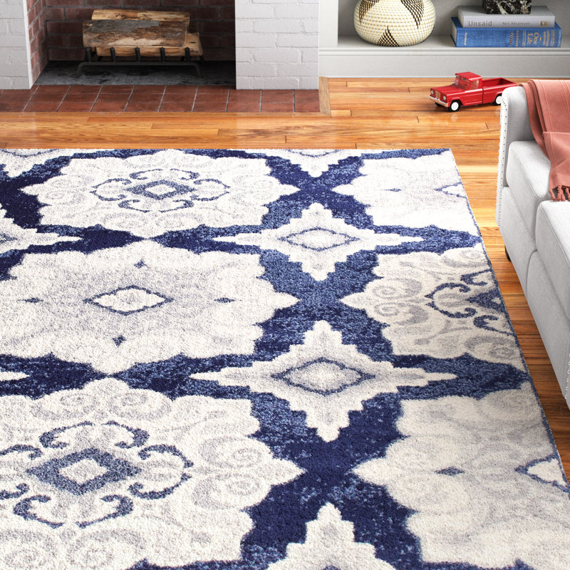 Andover Mills™ Mountview Performance Navy Blue/ Ivory Rug & Reviews ...