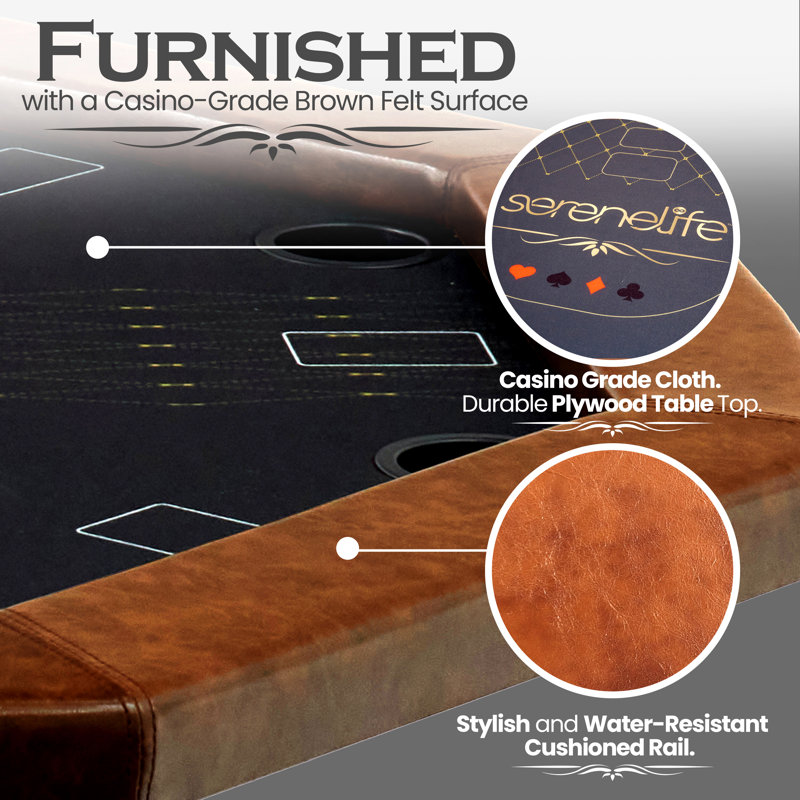 Serenelife 49.21'' 8 - Player Poker Table & Reviews | Wayfair