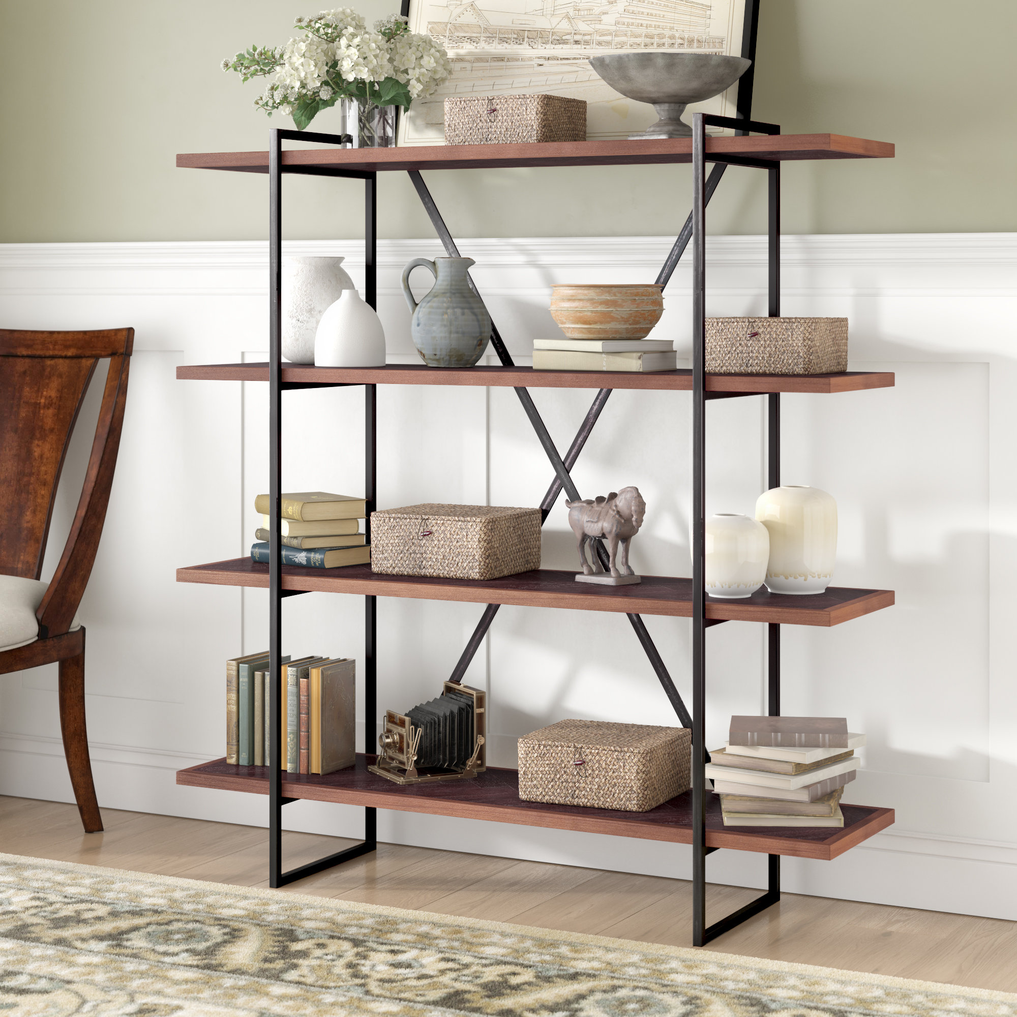 Design Tree Home 63'' H x 59'' W Metal Etagere Bookcase | Wayfair