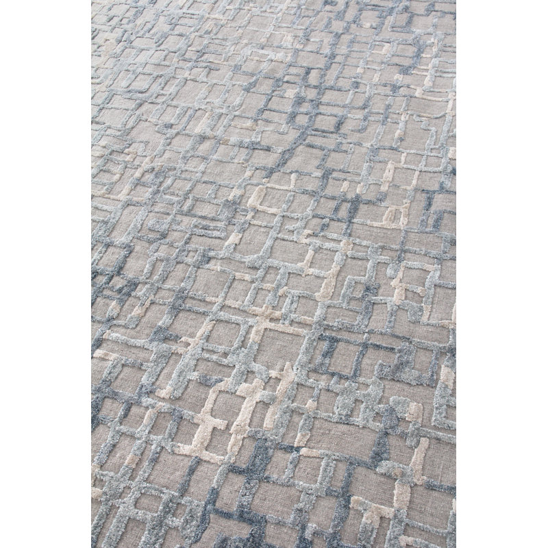 Exquisite Rugs Vista Hand Loomed Geometric Area Rug in Gray/Blue | Perigold
