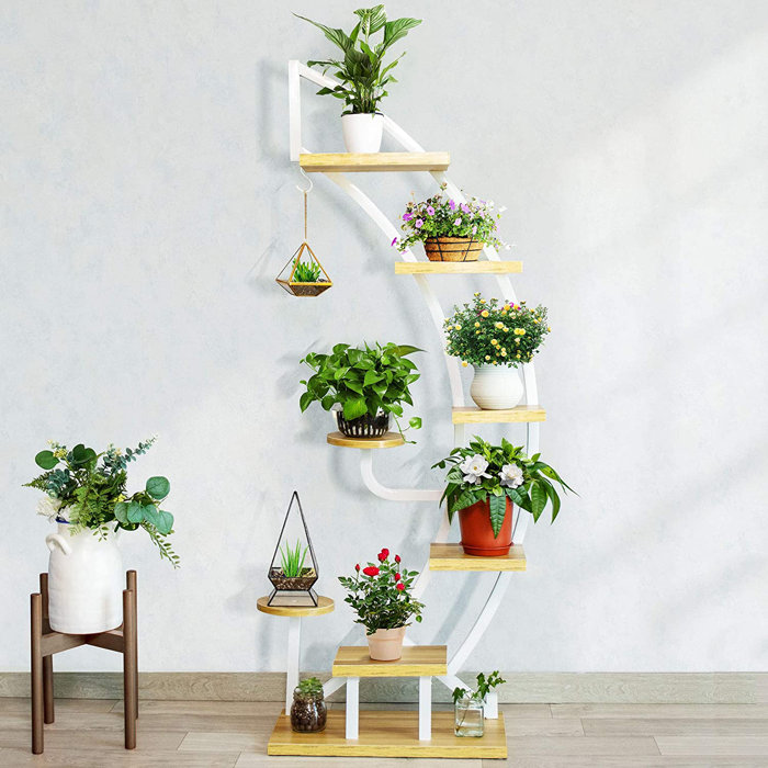 Latitude Run® 6-Tier Curved Plant Stand with Hanger & Reviews | Wayfair