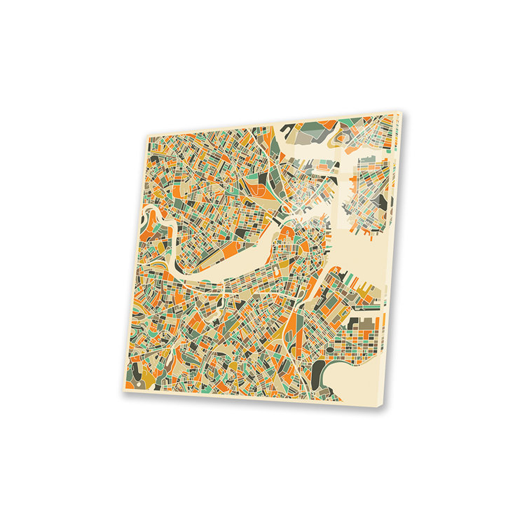George Oliver Abstract City Map Of Boston by - Unframed Graphic Art ...