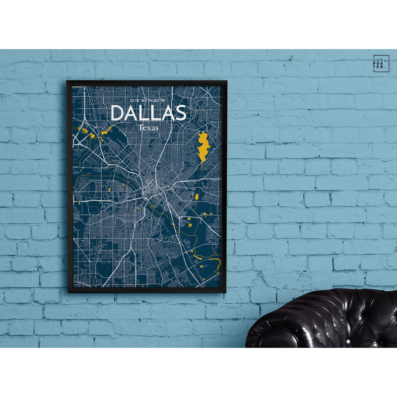OurPoster.com Dallas City Map On Paper Graphic Art | Wayfair