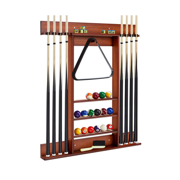 costway Billiards Pool Cue Rack Only Wall Mounted Holds 8 Cues 16 ...