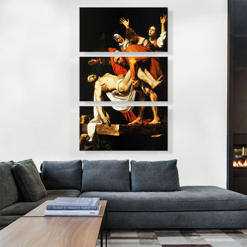 ARTCANVAS Entombment Of Christ 1603 On Canvas 3 Pieces by Caravaggio ...