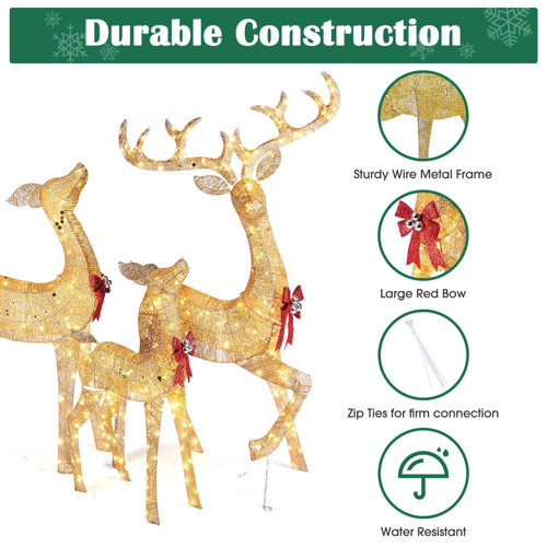 The Holiday Aisle® 3 Piece Christmas Deer Family Lighted Display Set ...