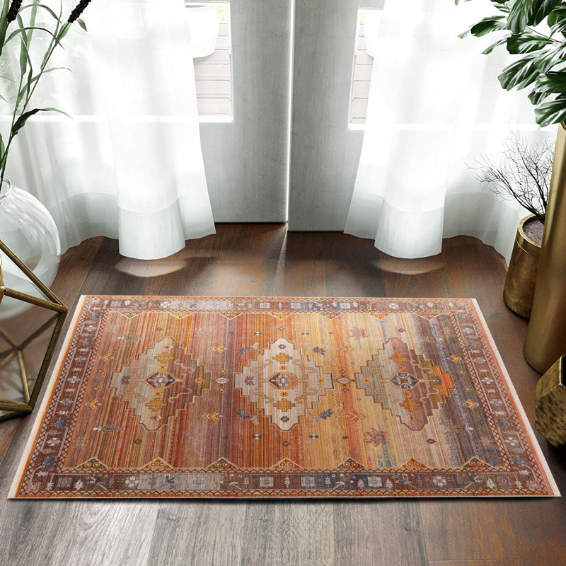 Foundry Select Bladric Performance Brown/Yellow Rug & Reviews | Wayfair