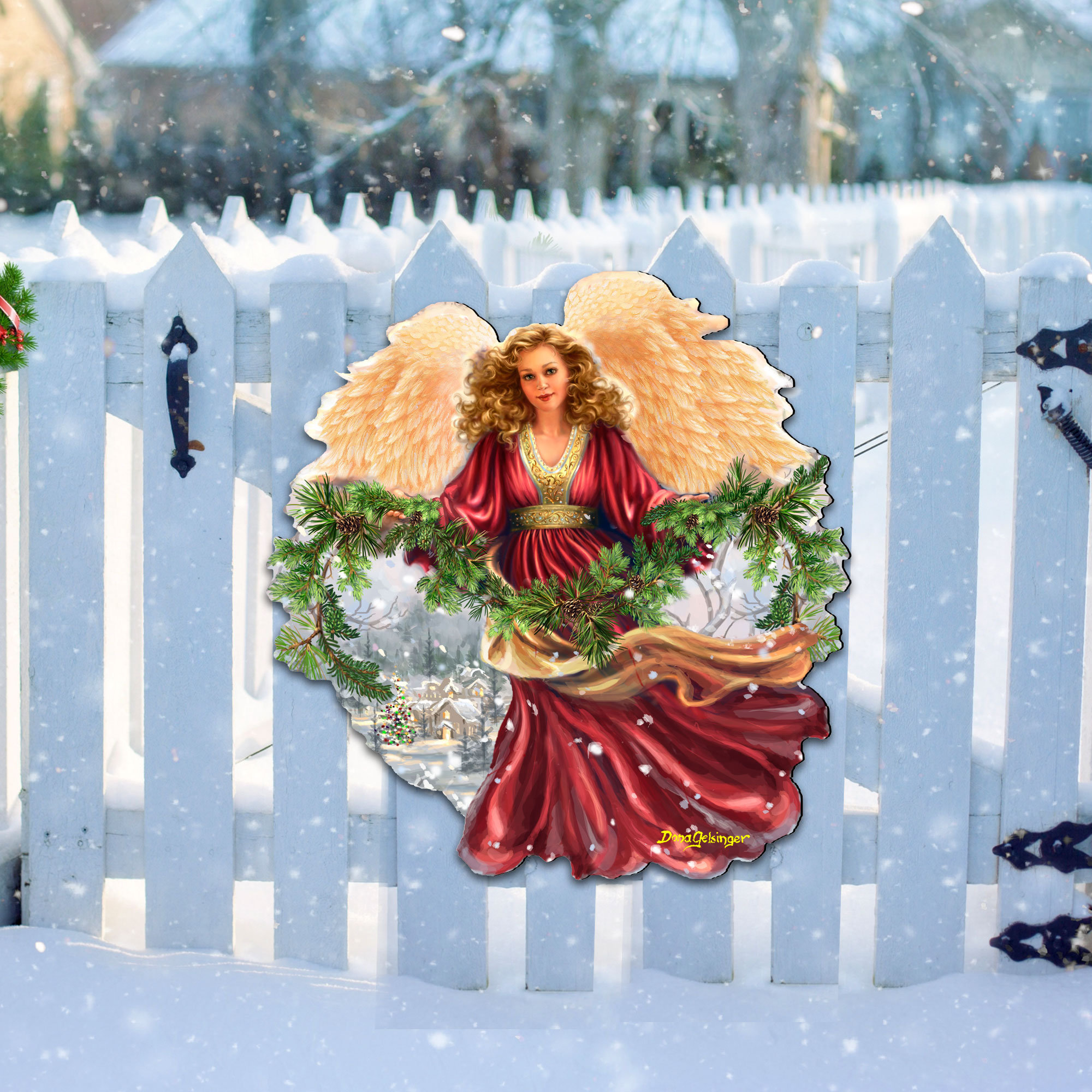 The Holiday Aisle® Colindres Snowfall Angel Wall Décor | Wayfair