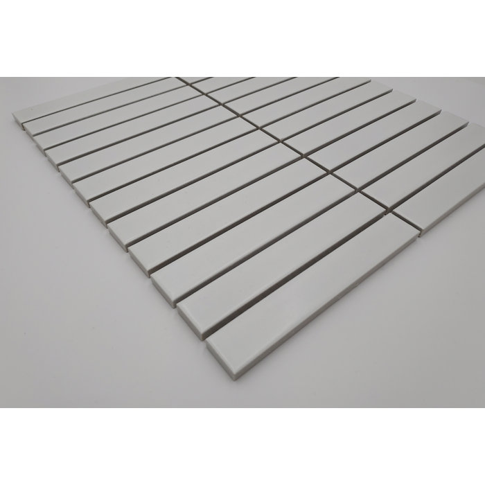TheMosaicFactory 6" x 1" Straight Edge Porcelain Grid Mosaic Sheet Tile ...