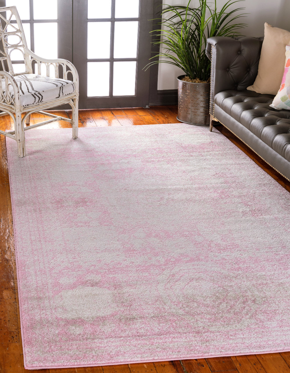 Bungalow Rose Fawe Machine Woven / Power Loomed Performance Pink Rug ...