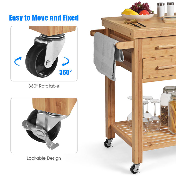 Loon Peak® Bamboo Kitchen Cart | Wayfair