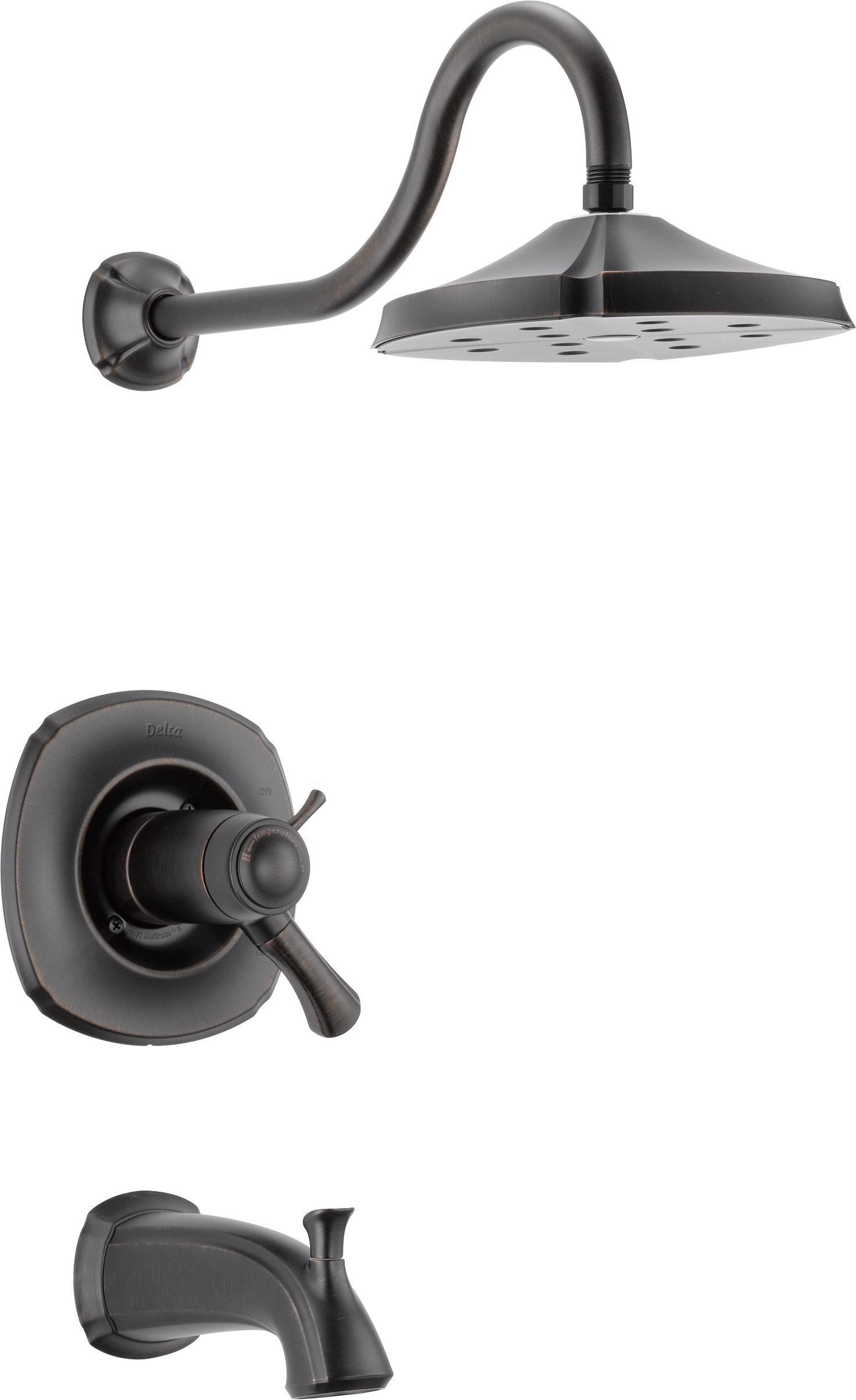 T17T492-CZ Delta Addison Diverter Tub and Shower Faucet Trim with Lever ...
