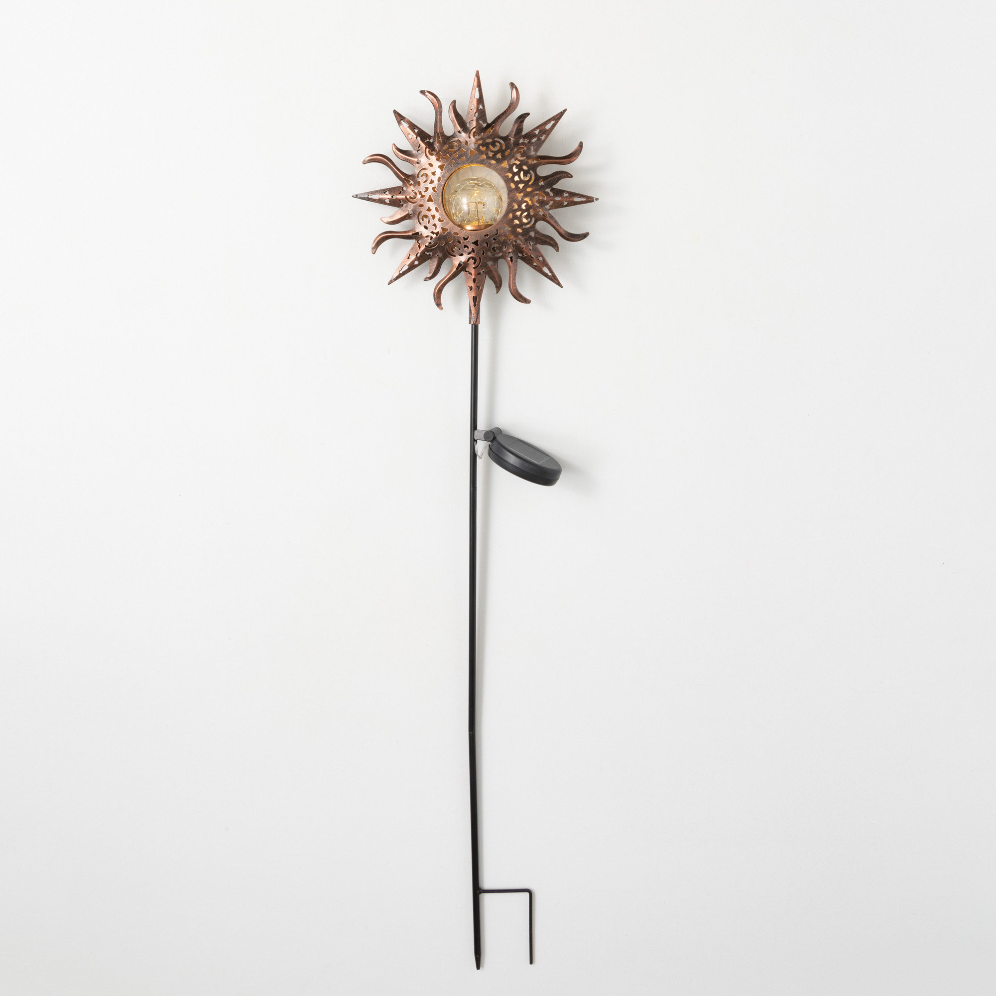 CRLE Copper/Black Solar Powered Metal Pathway Light | Wayfair