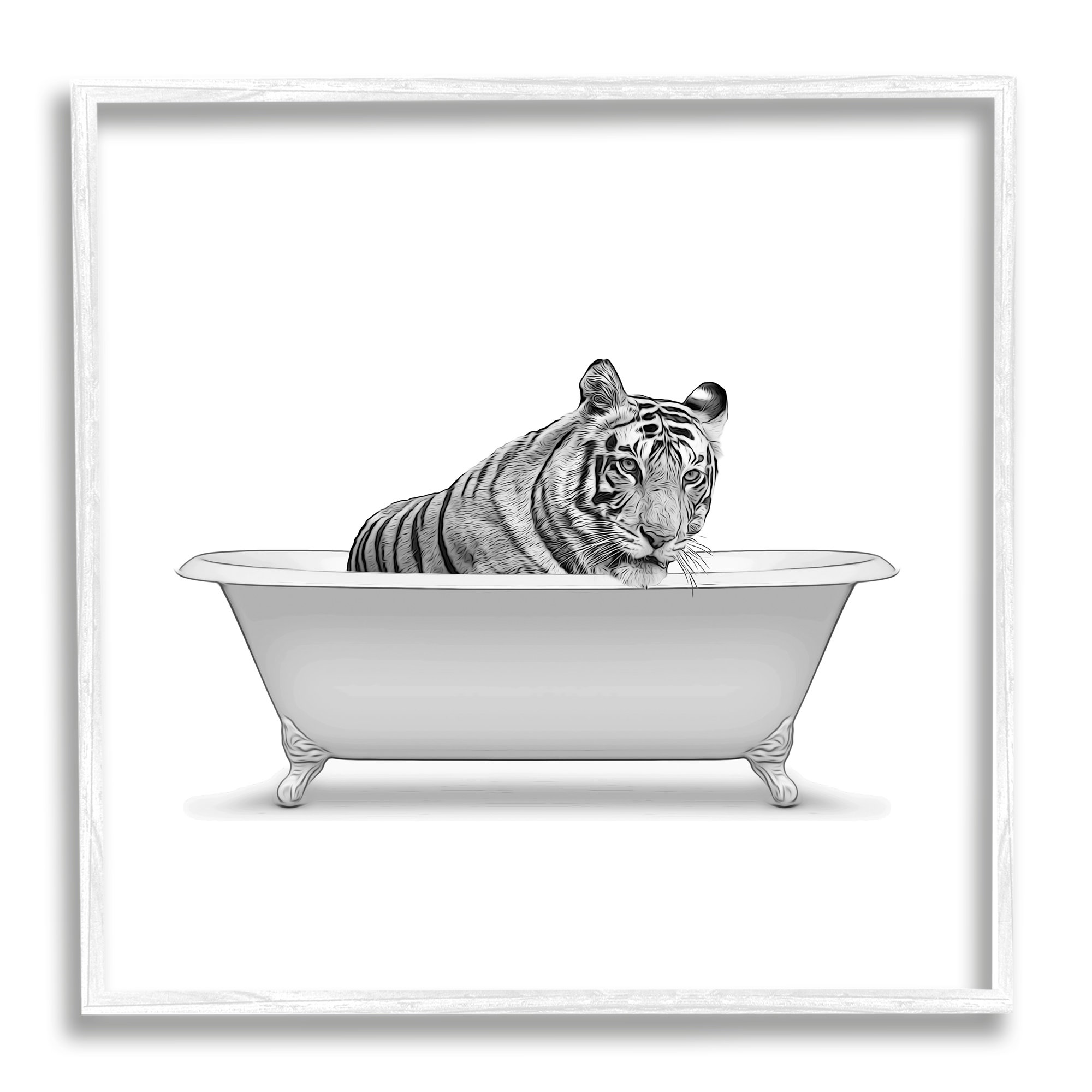 Trinx Wild Tiger Claw Foot Bathtub by Annalisa Latella - Drawing Print ...