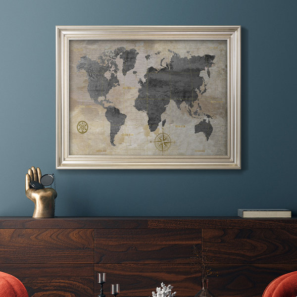 17 Stories Modeled World Map - Picture Frame Print on Canvas | Wayfair