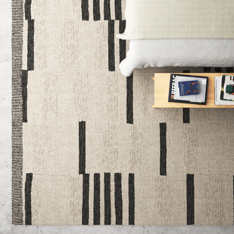 AllModern Uptown Handmade Hand Tufted Wool Cream/Charcoal/Black Rug ...