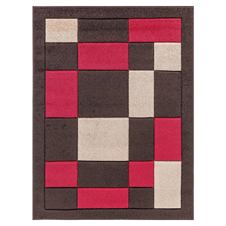 Ebern Designs Kristine Hooked Brown/Red Rug | Wayfair.co.uk