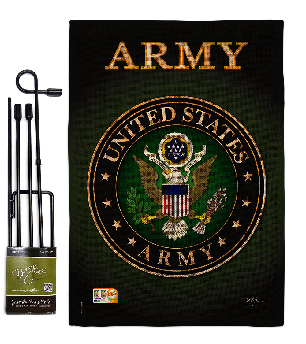 Breeze Decor Army 2-Sided Burlap 19 x 13 in. Flag Set | Wayfair