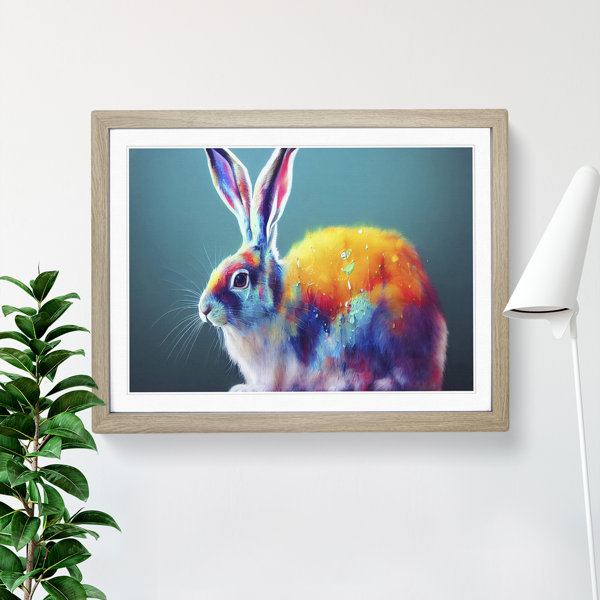 Brambly Cottage Colourful Hare - Single Picture Frame Painting ...