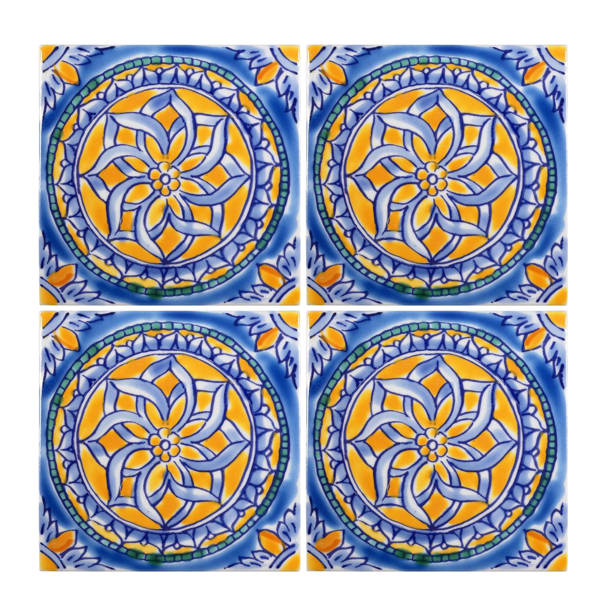 Casablanca Market Mediterranean 4" x 4" Ceramic Carthage Decorative ...