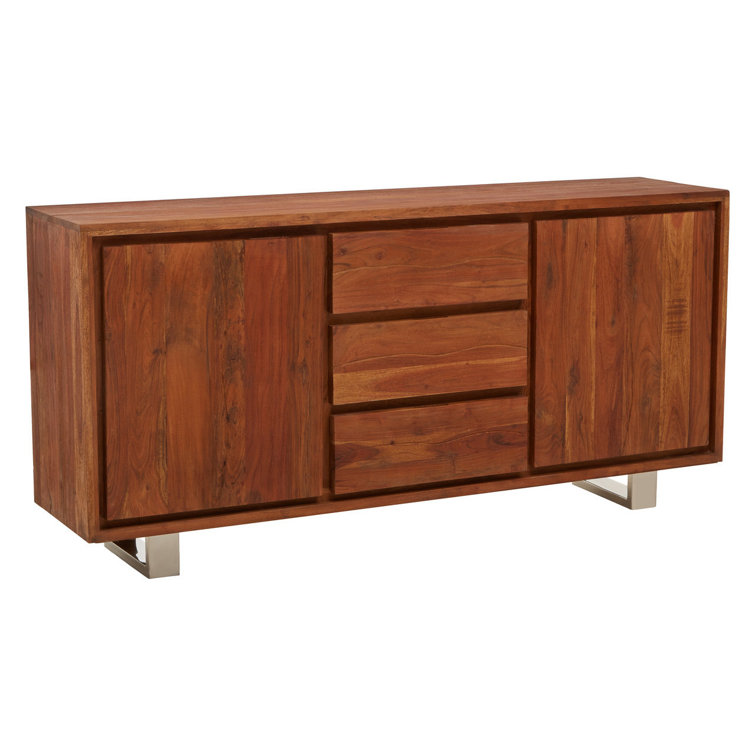 Union Rustic Grooms 170cm Wide 3 Drawer Acacia Solid Wood Sideboard ...