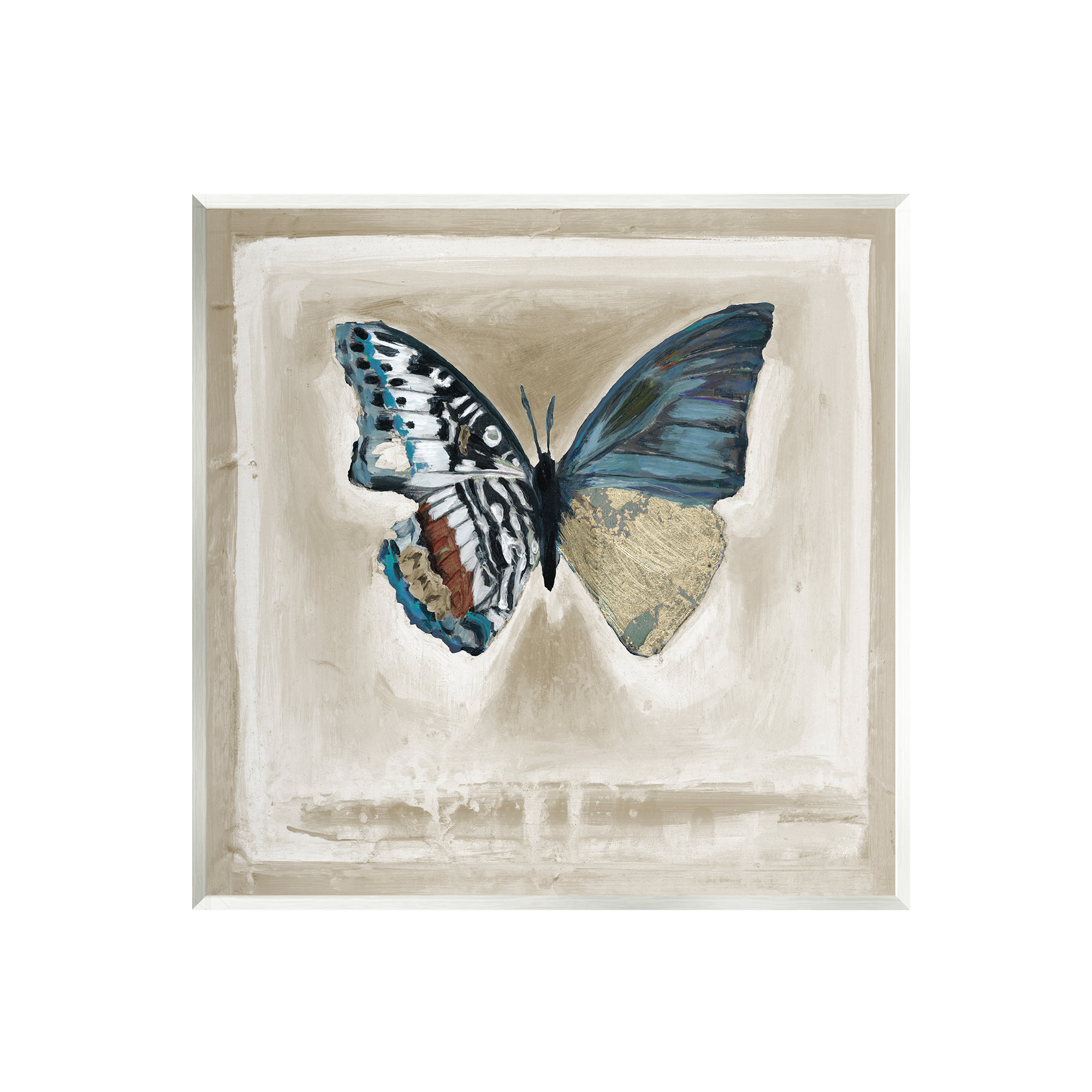 Stupell Industries Asymmetrical Butterfly Neutral Border by - Unframed ...