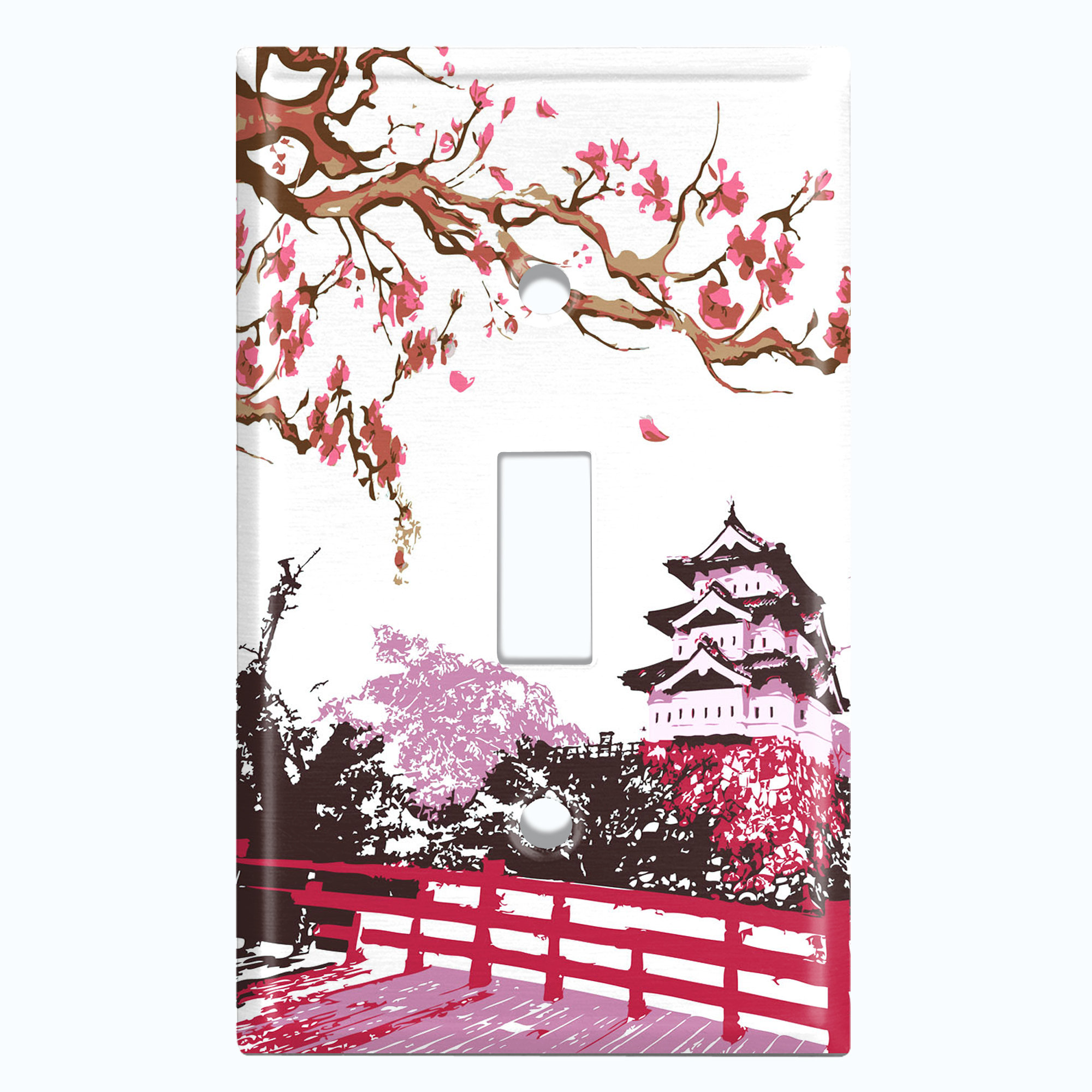WorldAcc Japanese Sakura Flower Painting Tree Temple 1-Gang Toggle ...