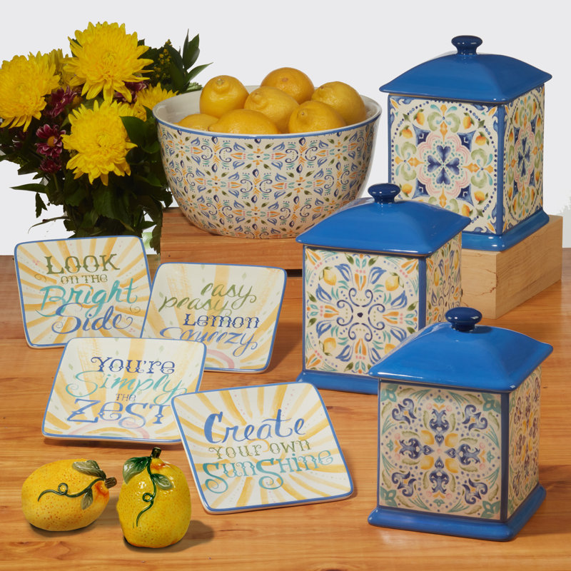 Certified International Lemonade Square Canister Set 3 Pc. | Wayfair