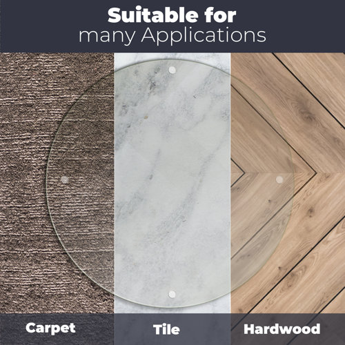 Fab Glass and Mirror Round Tempered Glass Chair Mat For Hardwood Floor ...