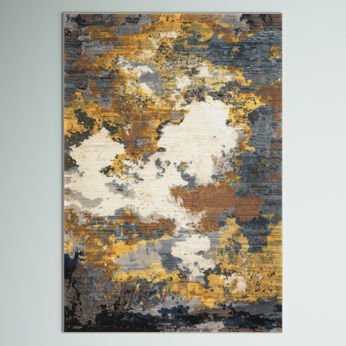 Steelside™ Belinda Yellow/ Blue Rug | Wayfair