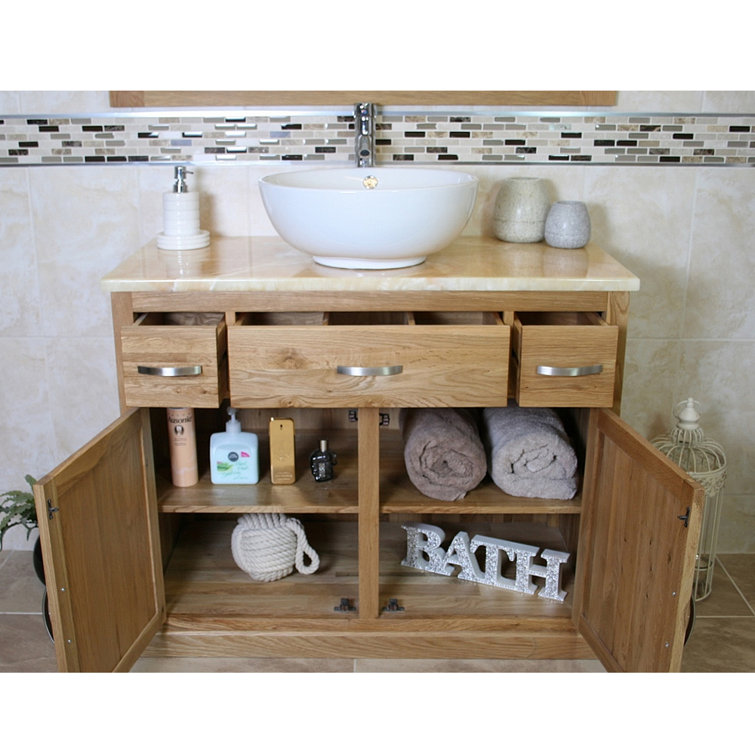 Belfry Bathroom Weston Solid Oak 1000mm Free-Standing Vanity Unit ...
