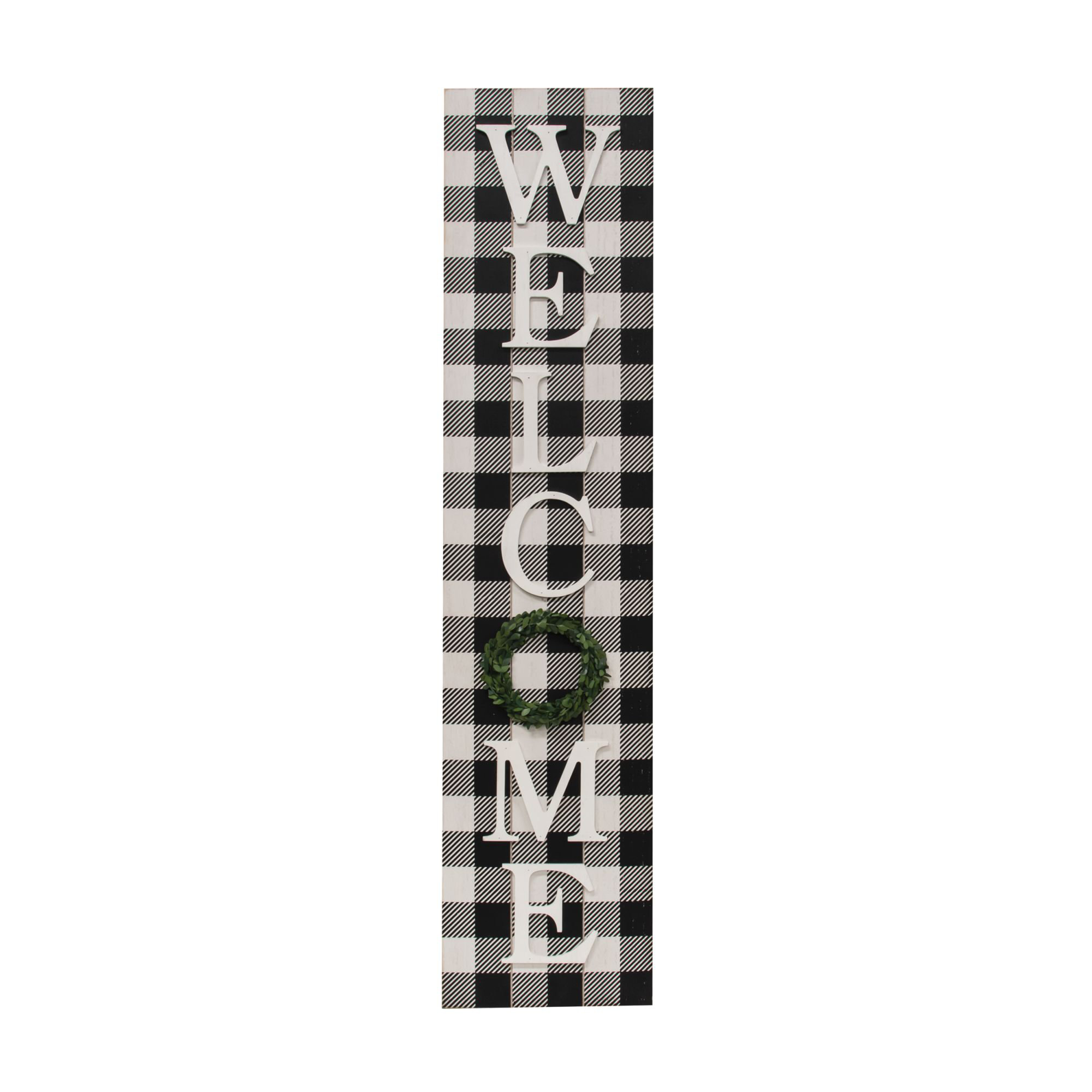 Gracie Oaks Buffalo Check Welcome Sign Easel Wall Décor | Wayfair