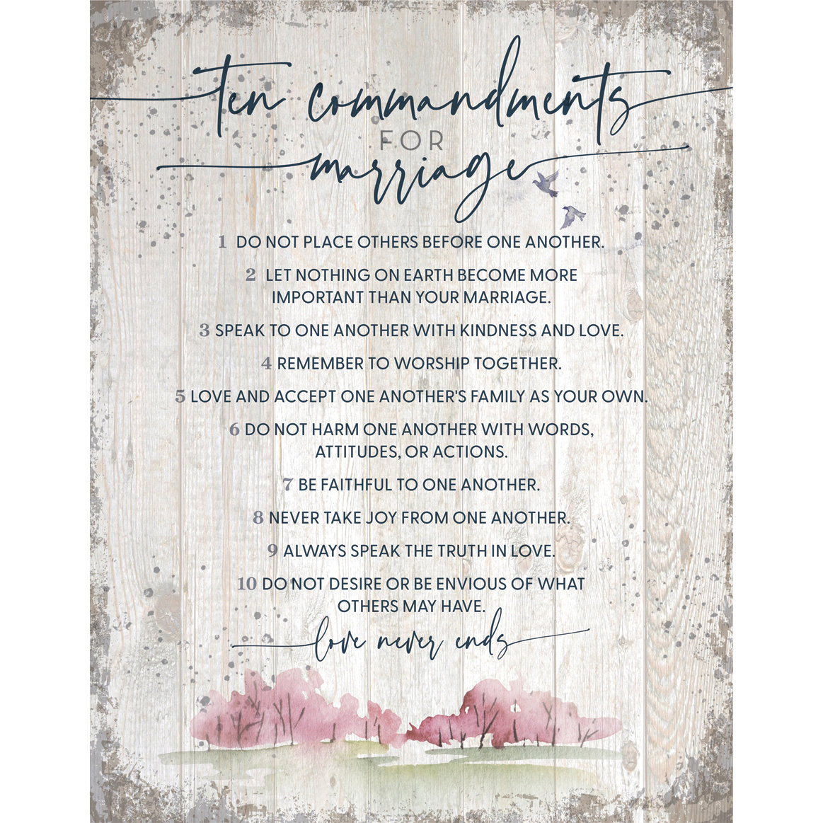 Trinx Ten Commandments For Marriage On MDF Graphic Art | Wayfair