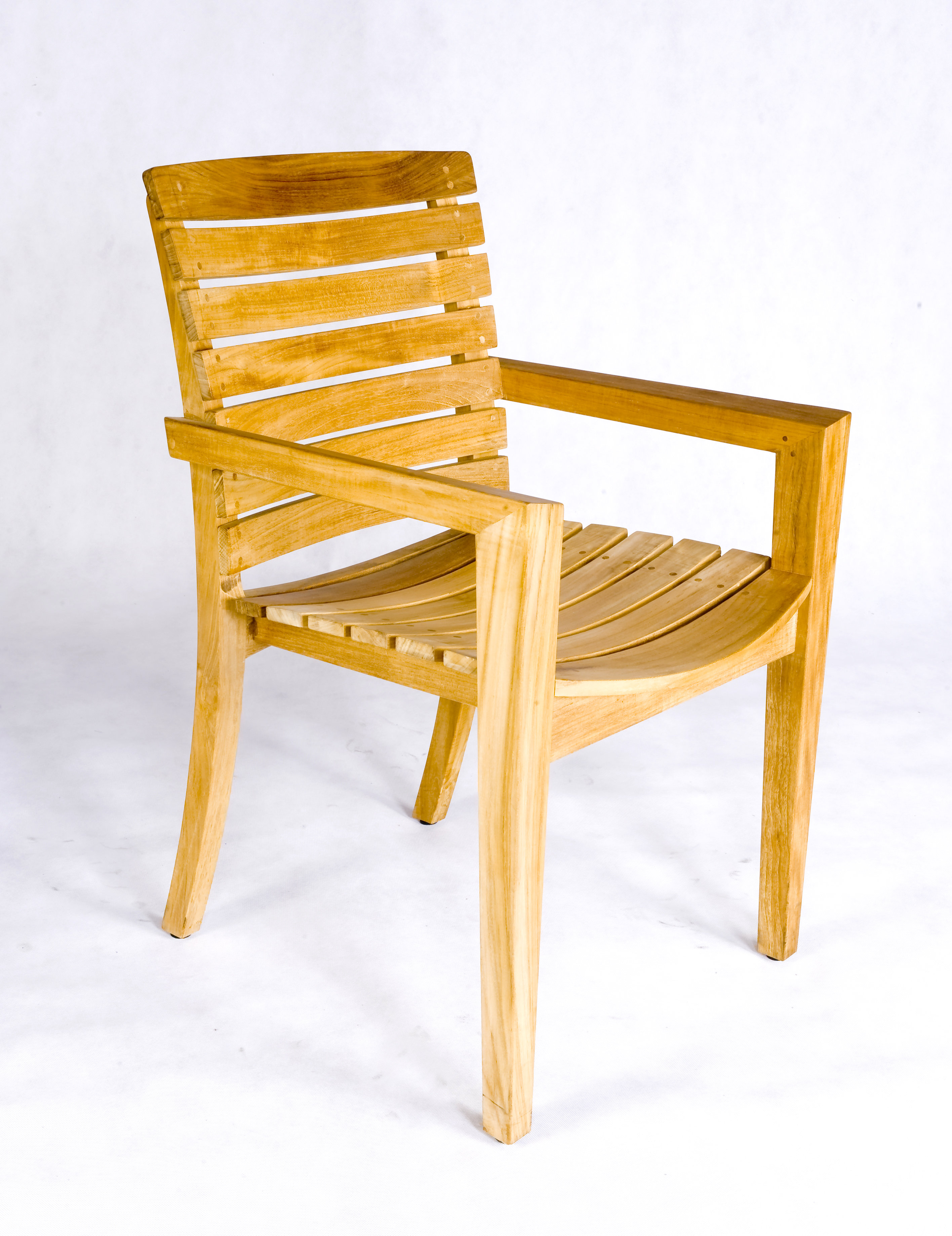 Les Jardins Teak Solid Wood Ladder Back Arm Chair in Natural | Wayfair