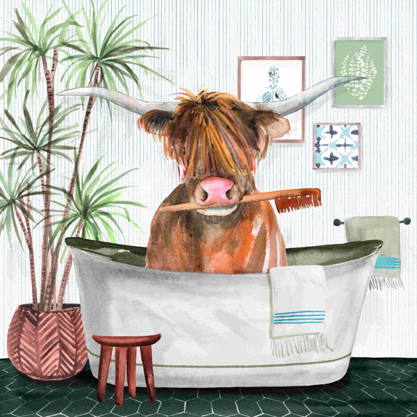 Union Rustic Lucy The Cow - Wrapped Canvas Painting | Wayfair