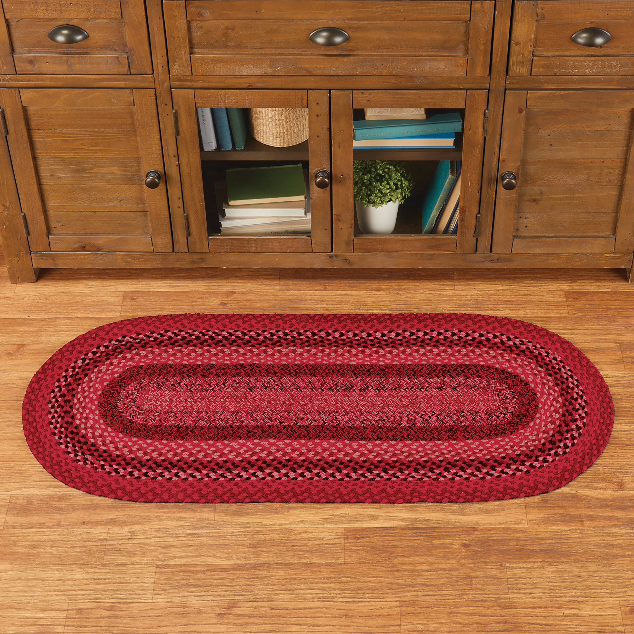 Gracie Oaks Marguritte Machine Braided Cotton Red Rug | Wayfair