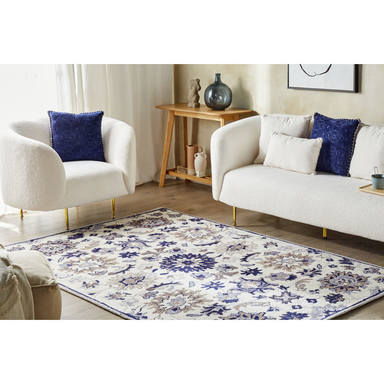 Rosalind Wheeler Alasiah Hand Tufted Wool Beige/Blue Rug | Wayfair.co.uk