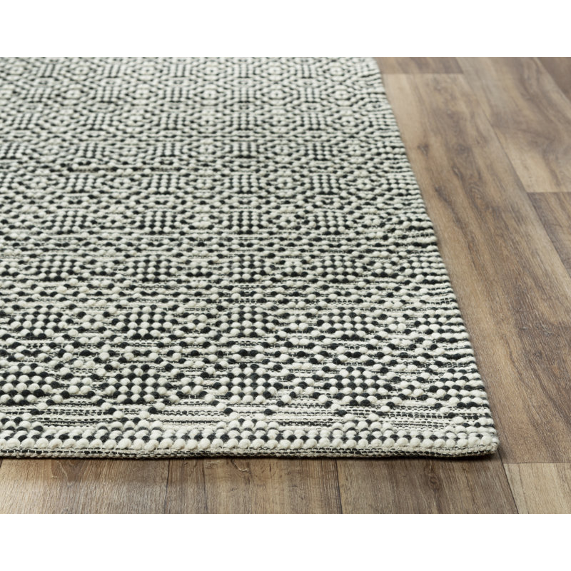 Gracie Oaks Doly Handmade Flatweave Wool Black Rug & Reviews | Wayfair